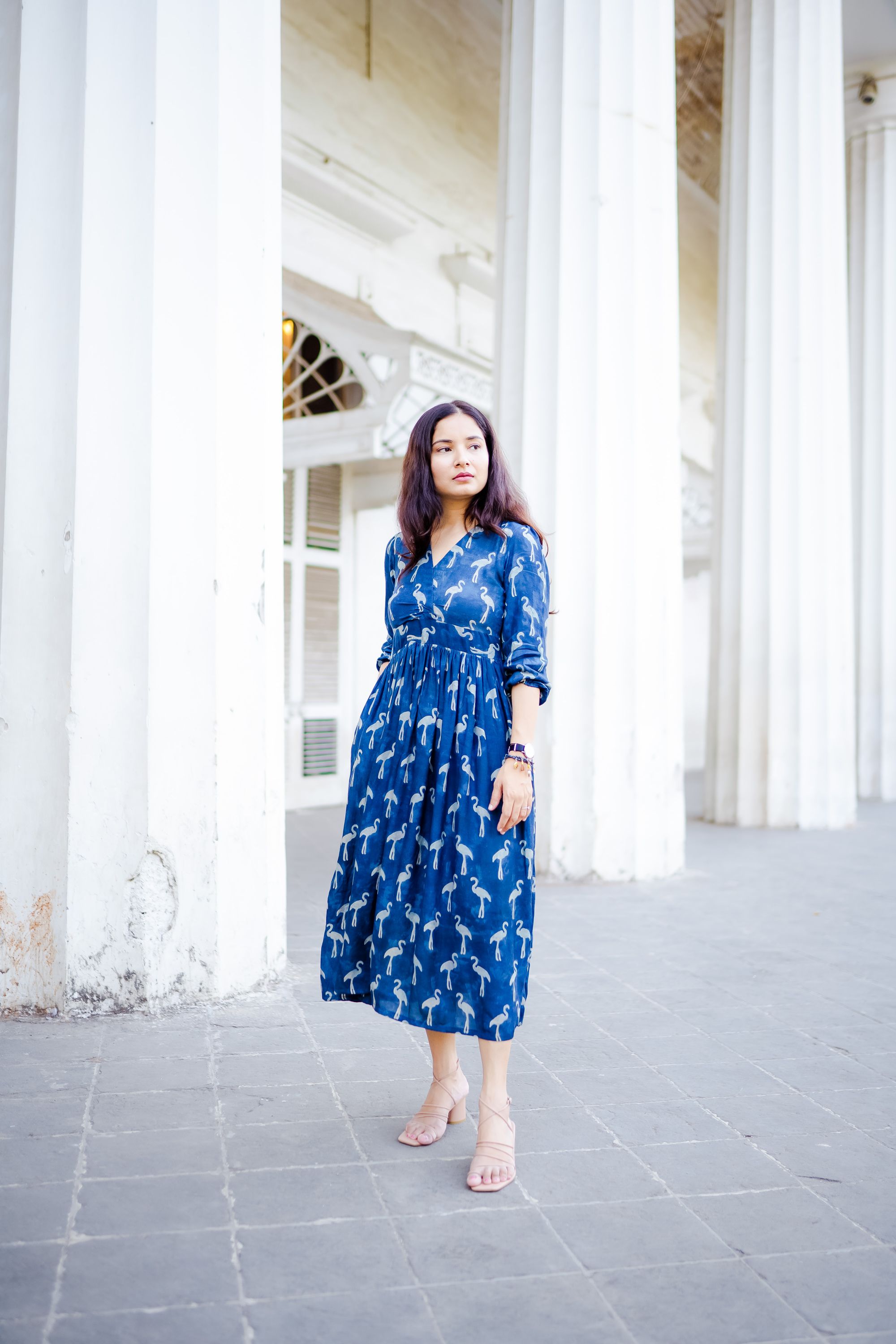 Flamingo Indigo Silk Dress - Entwine