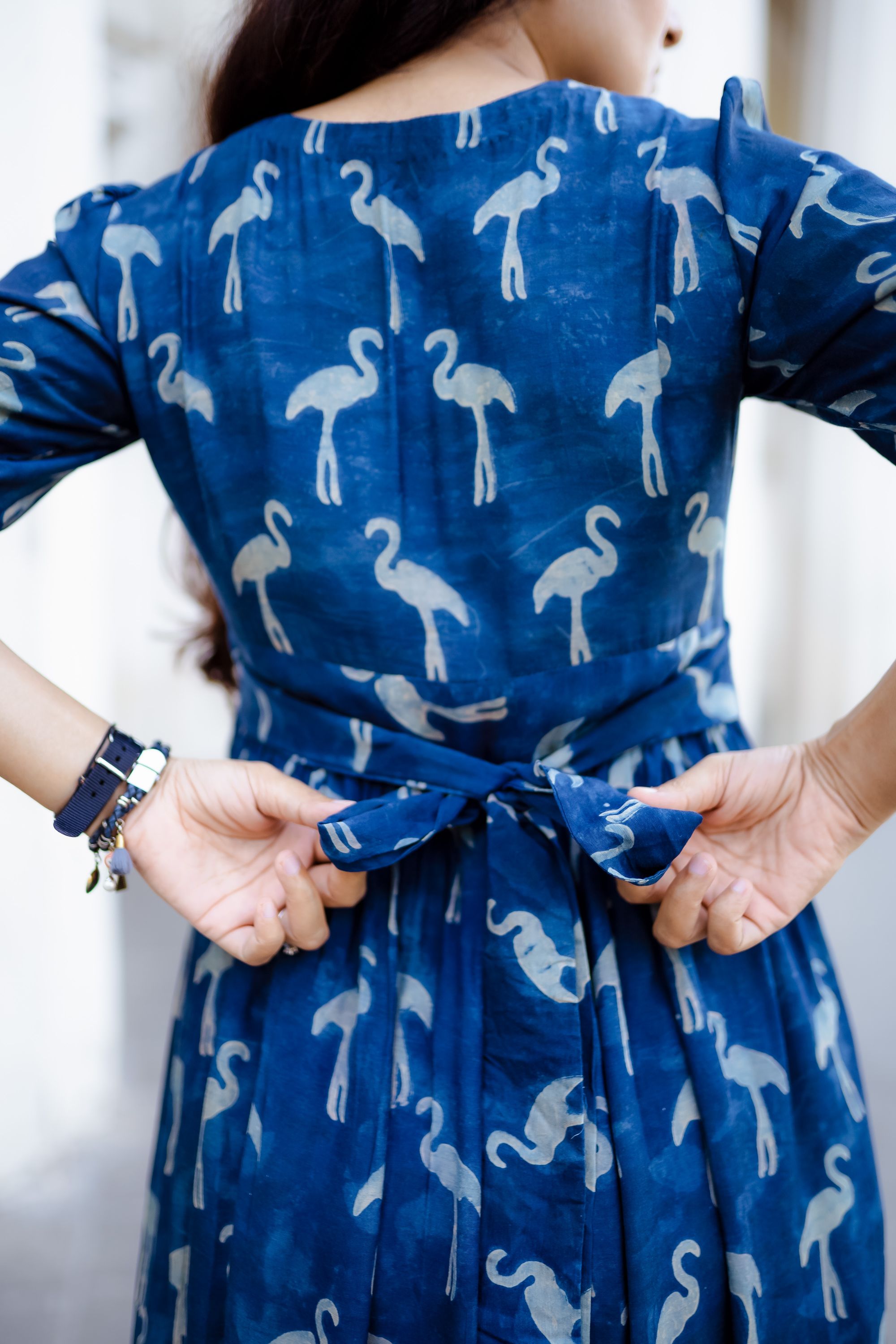 Flamingo Indigo Silk Dress - Entwine